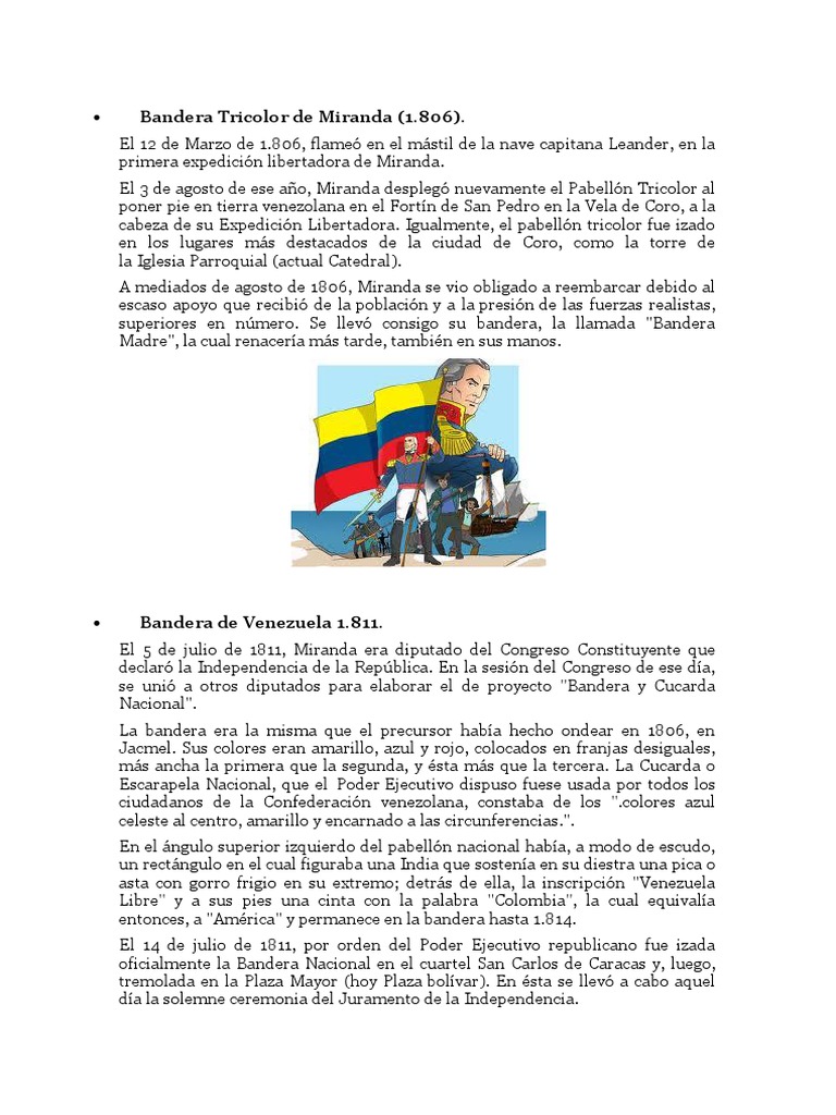 Bandera Tricolor de Miranda | PDF | Símbolos nacionales | Bandera