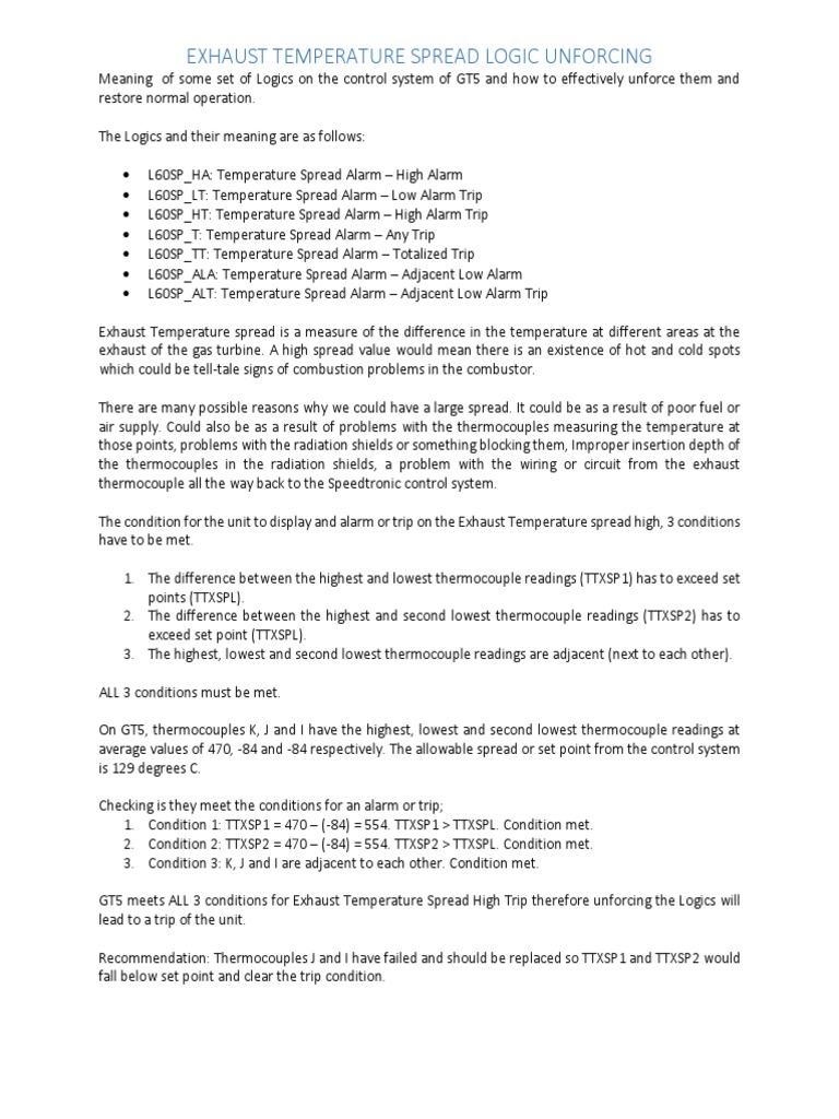 Exhaust Temperature Spread Logic Unforcing | PDF | Thermocouple ...