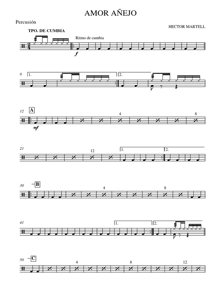 AMOR AÑEJO CUMBIA Percusión PDF | PDF