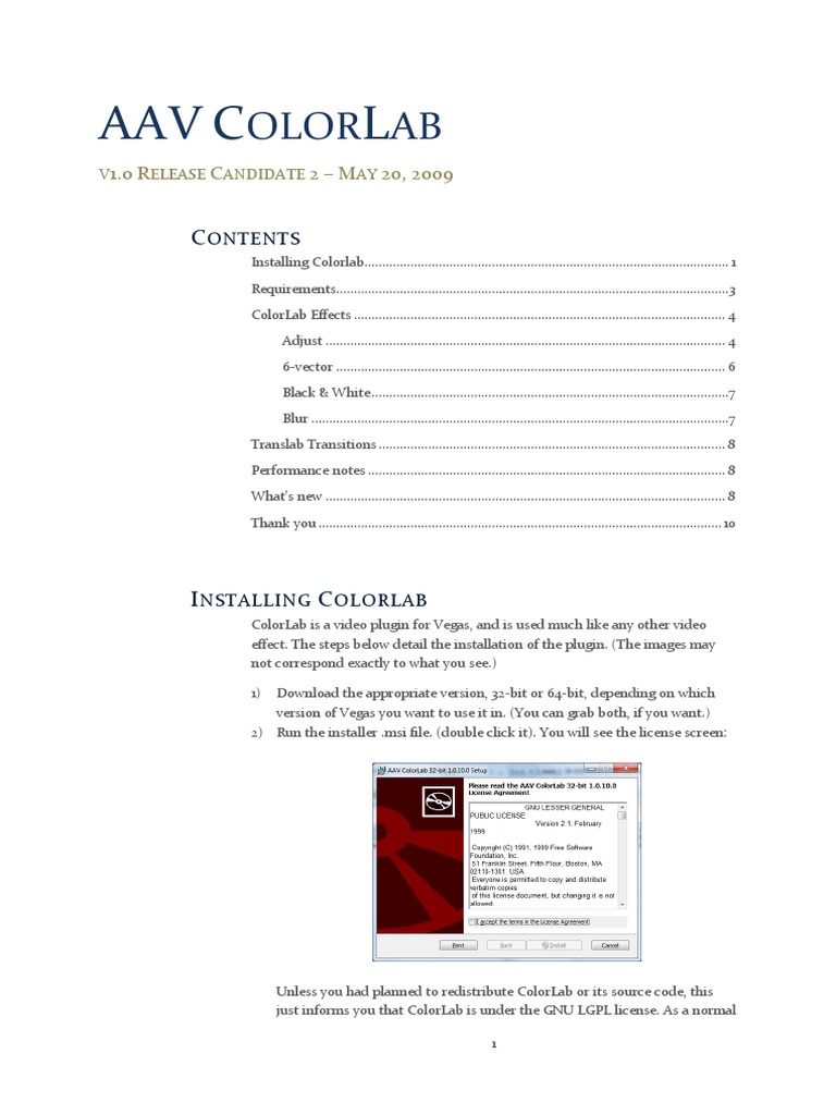 AAV ColorLab Readme PDF | PDF | Rgb Color Model | Microsoft Windows