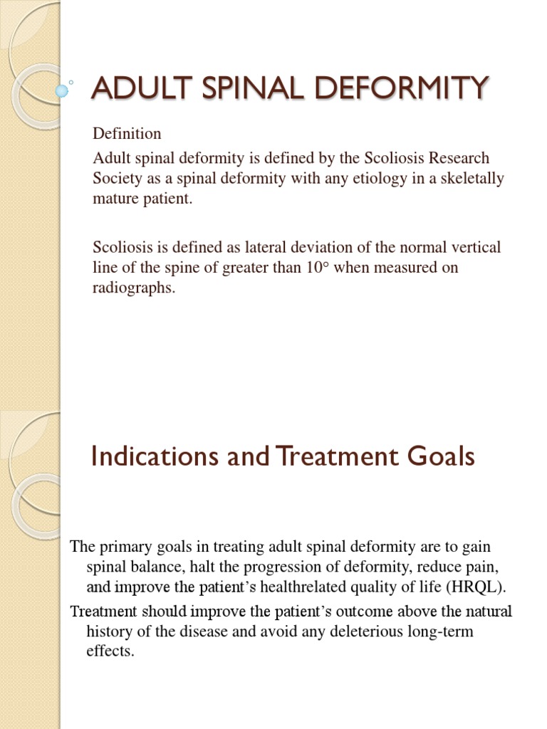 Adult Spinal Deformity Power Point | PDF | Scoliosis | Vertebral Column