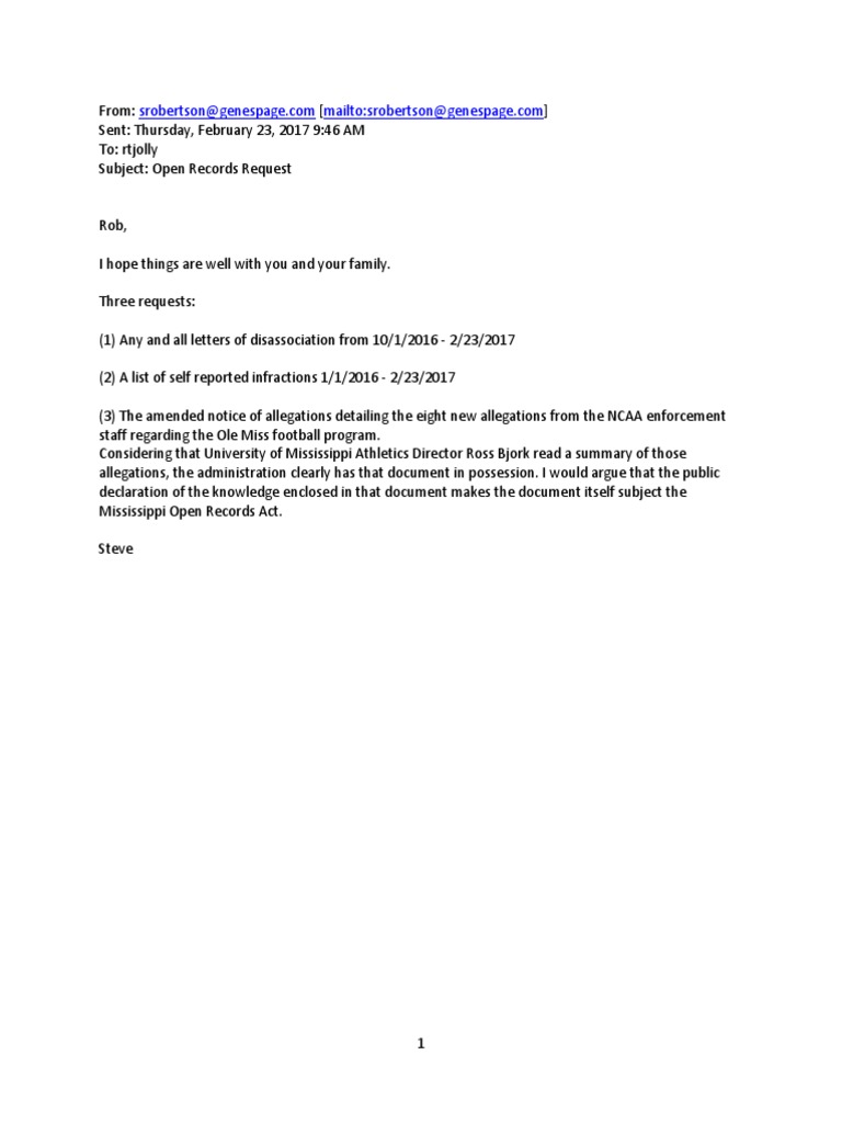 Ole Miss Public Records Request Response | Freedom Of Information Act ...