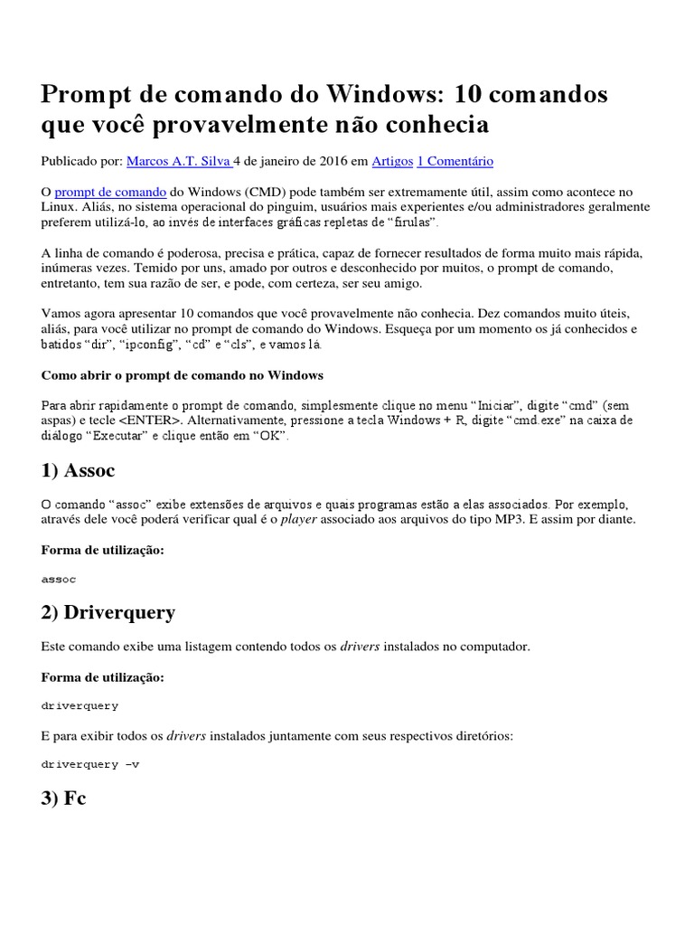 100 Comandos Para Você Executar No Windows 10 Que Pouca Gente Conhece ...