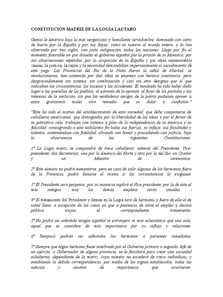 Constitución de la Logia Lautaro | PDF | Votación | España