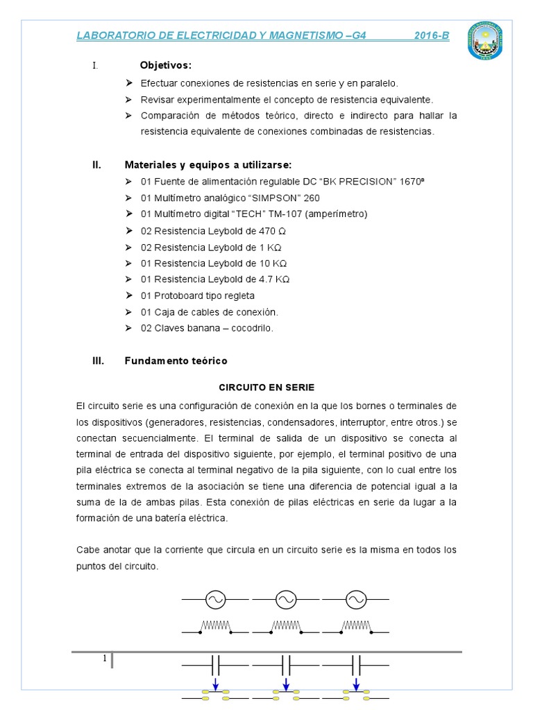 Laboratorio 4 De Electricidad Y Magnetismo Pdf Resistencia
