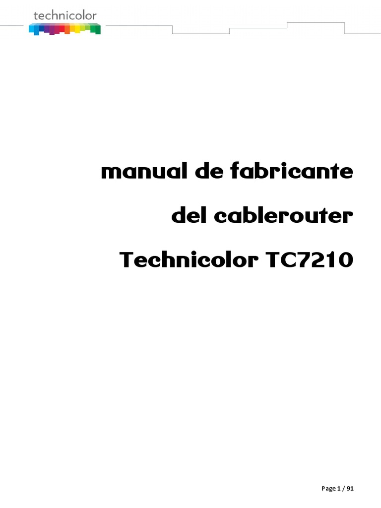 Manual Fabricante TechnicolorTC7210 | PDF | Network Interface ...