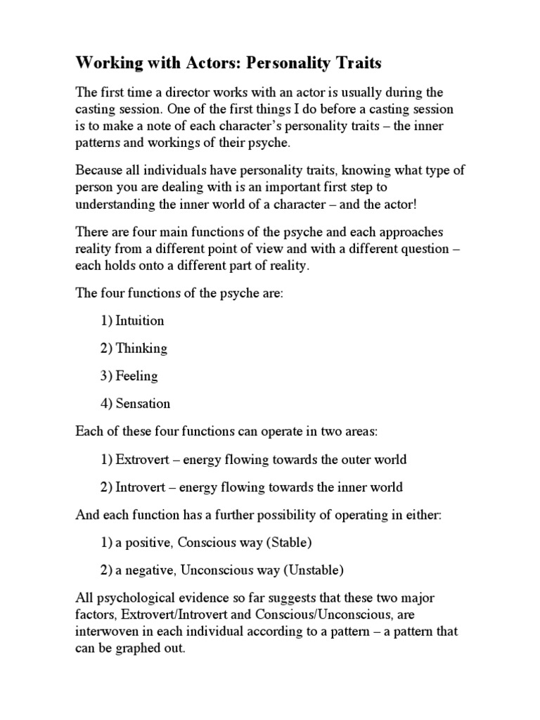 Working With Actors | Download Free PDF | Extraversion And Introversion ...