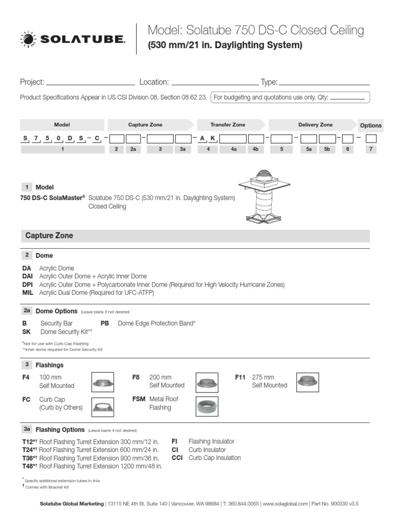 Model: Solatube 750 DS-C Closed Ceiling: (530 mm/21 In. Daylighting ...