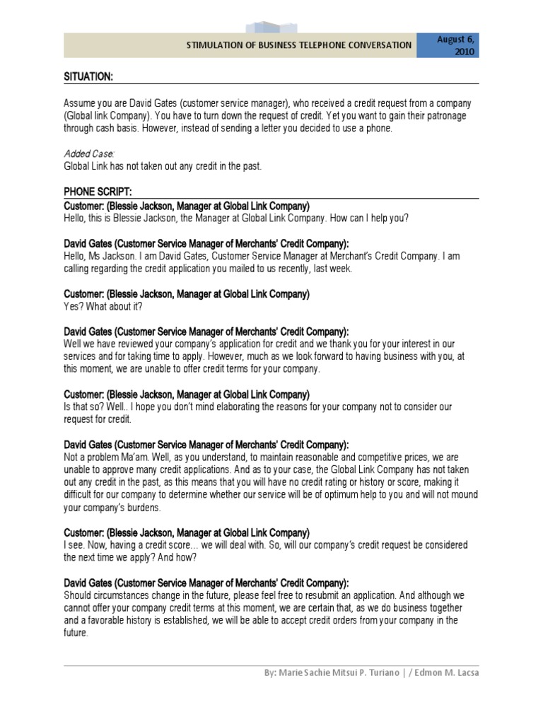 Business Phone Conversation Script | PDF | Business