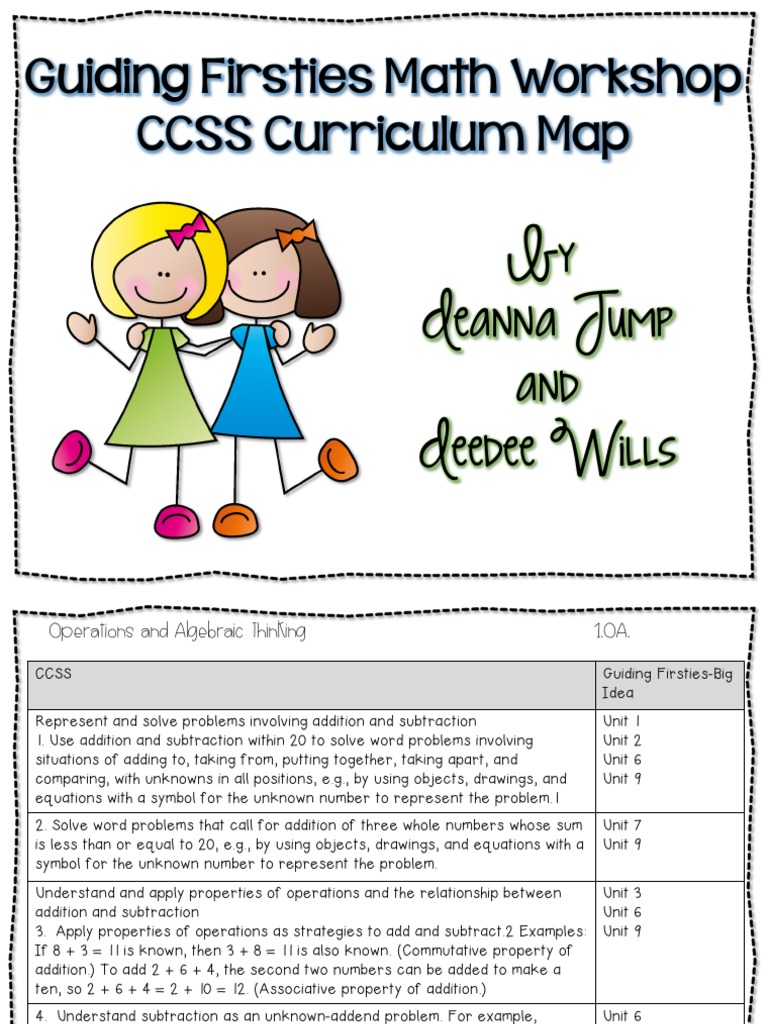 Guiding Firsties Math Workshop CCSS Curriculum Map: by Deanna Jump and ...