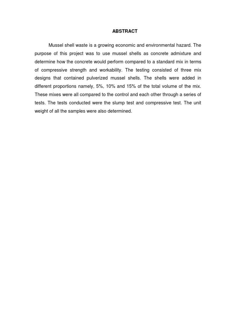 Pulverized Mussel Shells As Concrete Admixture | PDF | Concrete | Cement