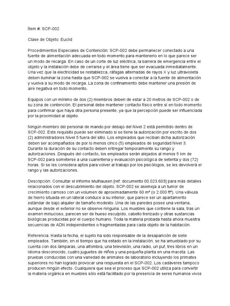 8) SCP-002 - El Cuarto Viviente PDF | PDF | Naturaleza