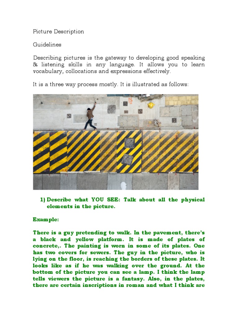 Picture Description Guidelines for Adults | PDF