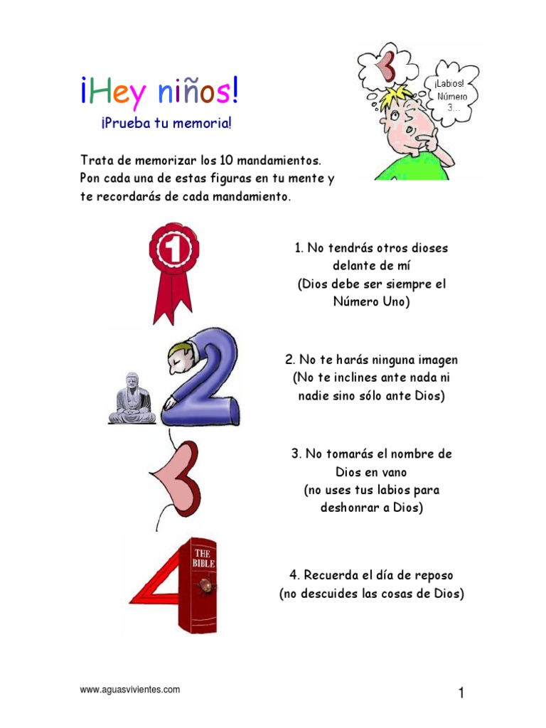 Lista De Los Diez Mandamientos Para Niños Para Imprimir ACTIVIDAD