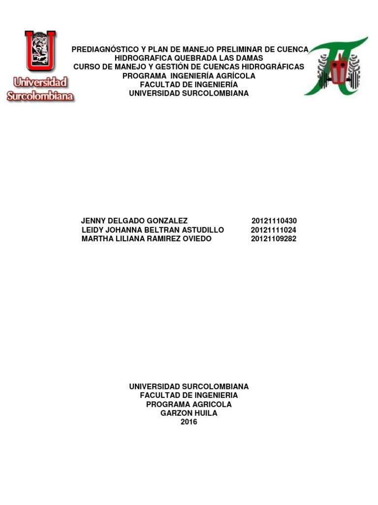 Plan de Manejo Cuenca Quebrada Las Damas | PDF | Cuenca de drenaje | Río