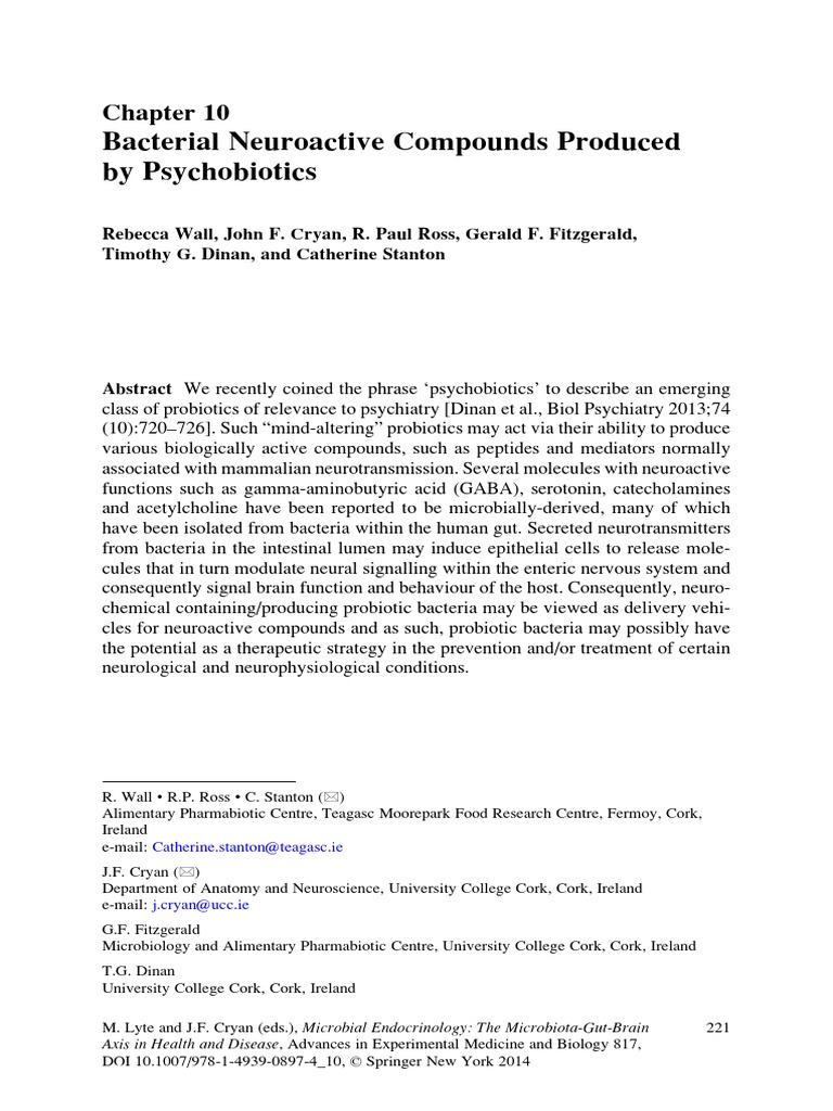 Bacterial Neuroactive Compounds Produced by Psychobiotics: Catherine ...