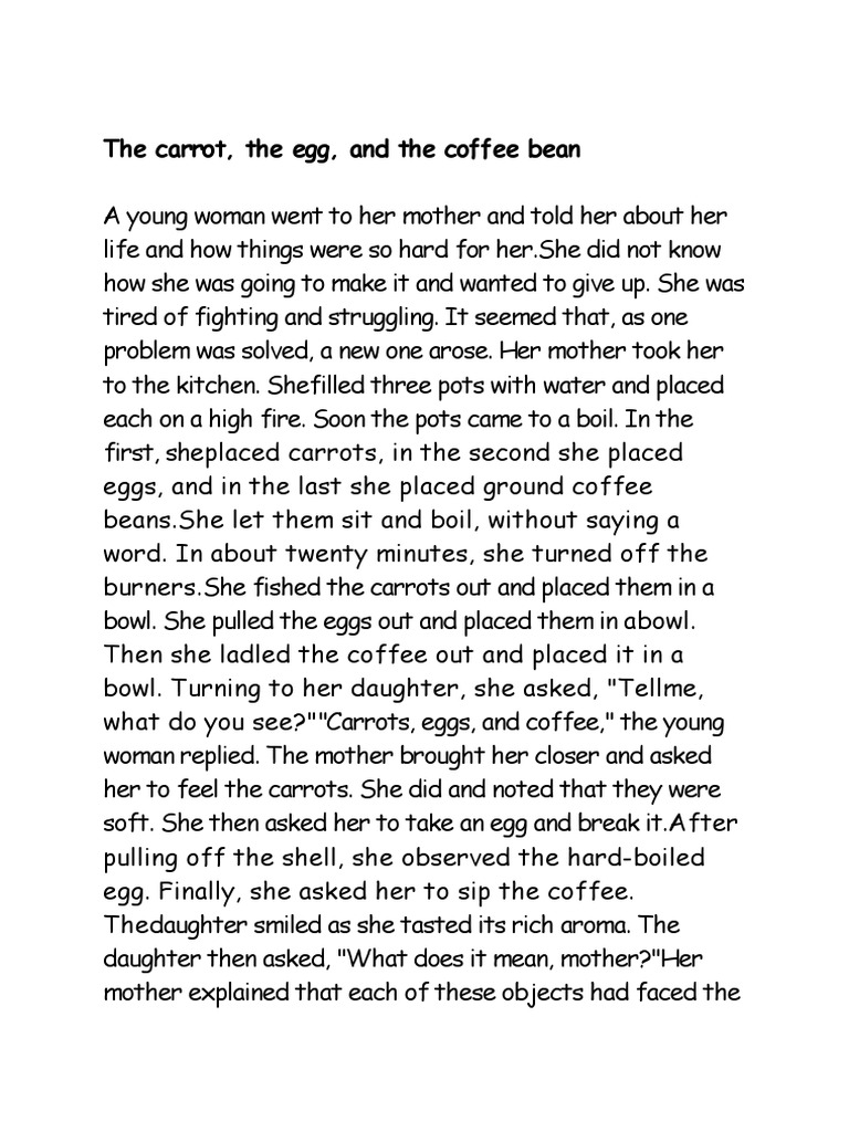 The Carrot. Egg. Coffee Bean | PDF | Coffee