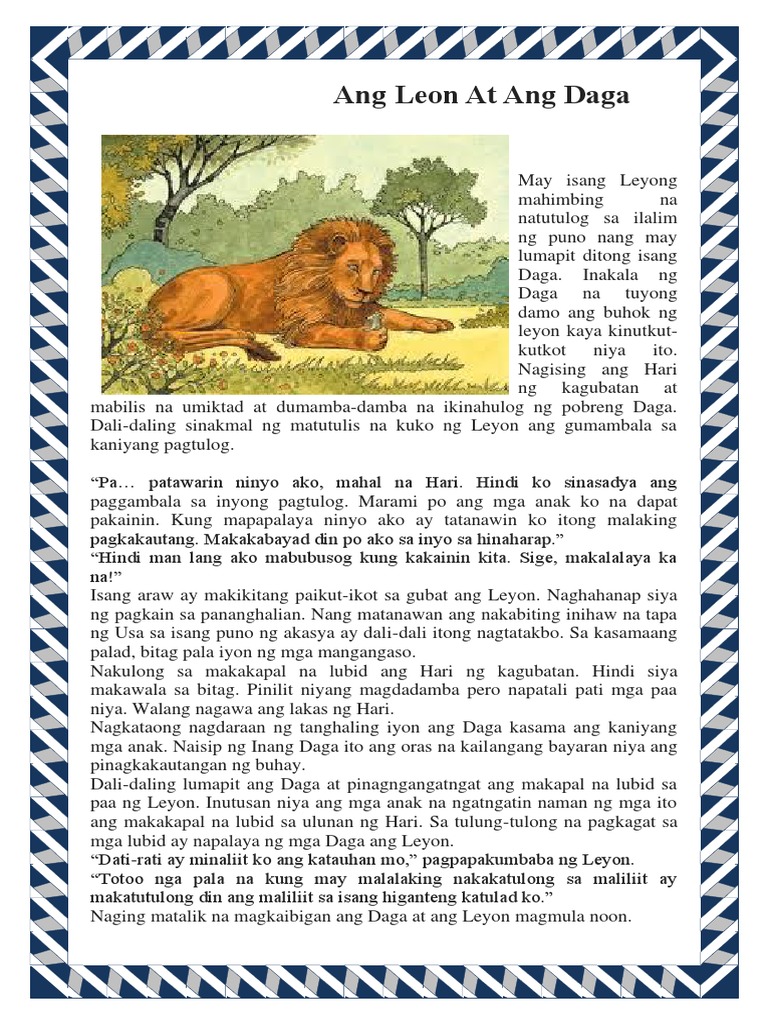 Alamat Ang Leon at Ang Daga | PDF