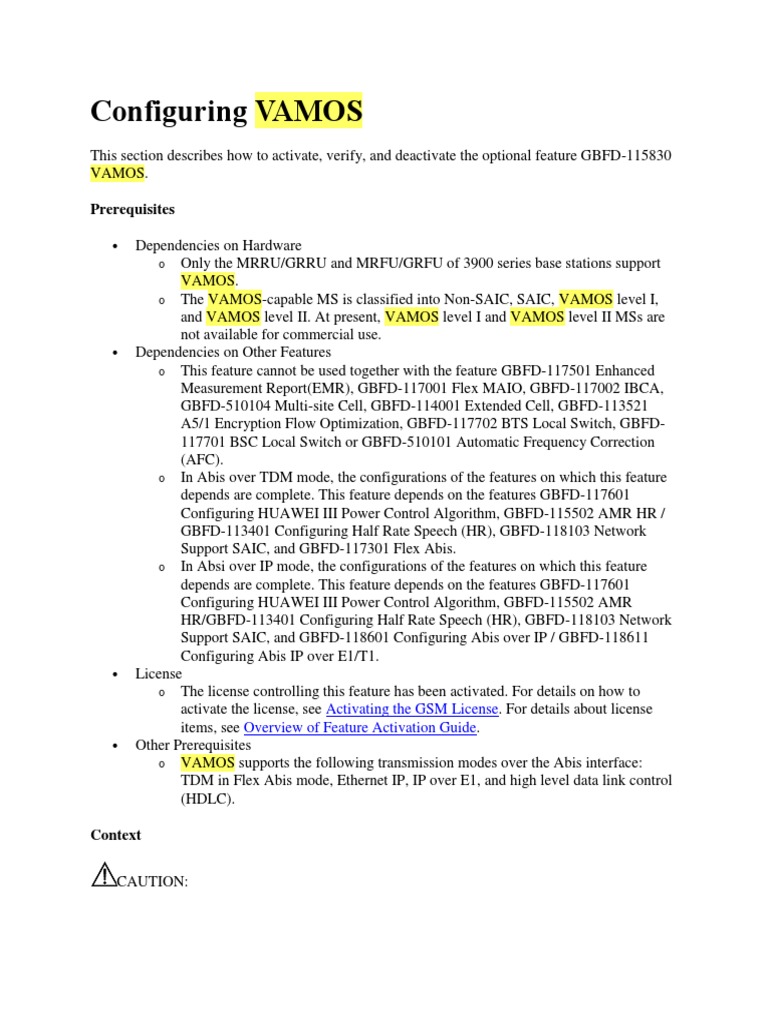 Configuring VAMOS On Huawei | PDF | Multiplexing | Gsm
