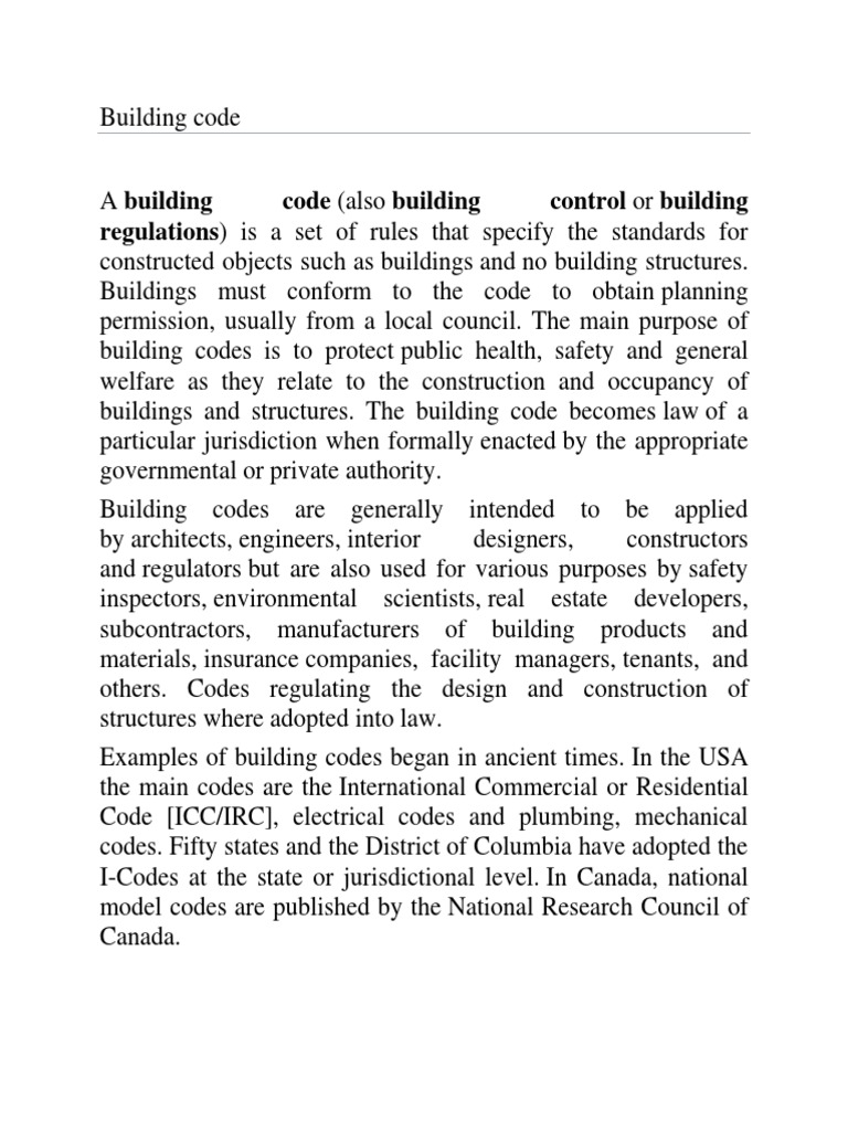 Ensuring Public Safety Through Standardized Building Regulations | PDF
