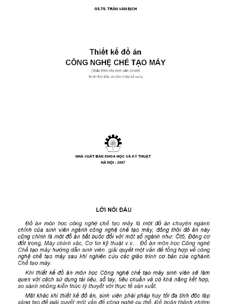 Huong Dan Thiet Ke Do An Cong Nghe Che Tao May | PDF