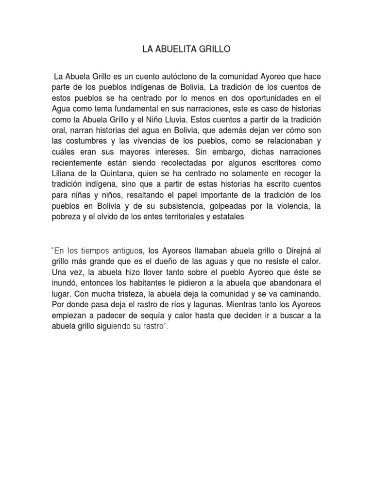 La Abuelita Grillo | PDF | Bolivia