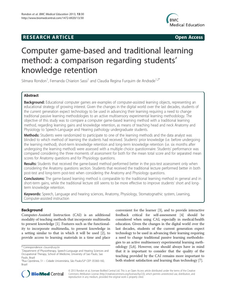 Computer Game-Based and Traditional Learning Method: A Comparison ...