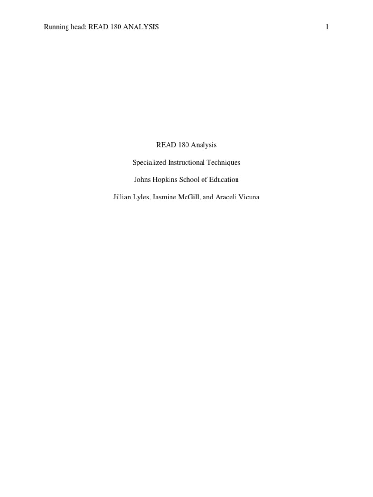 Read 180 Analysis | PDF | Literacy | Reading (Process)
