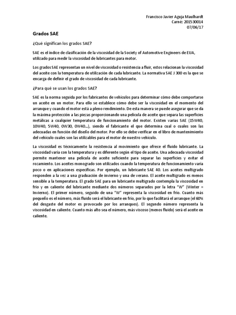 Grados SAE | PDF | Lubricante | Viscosidad