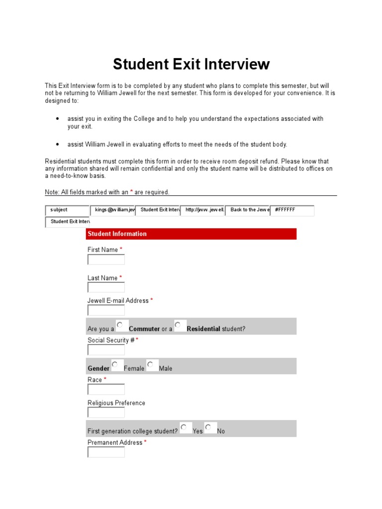 Student Exit Interview1 | PDF | Students | Further Education