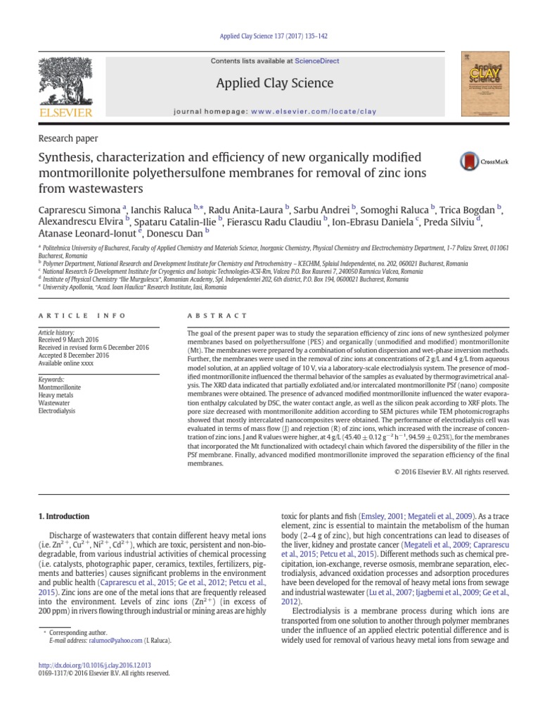 Applied Clay Science: Research Paper | PDF | Transmission Electron ...
