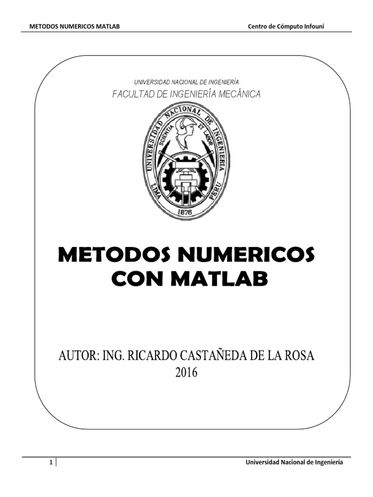 Manual de Matlab Metodos Numericos | PDF | Matriz (Matemáticas) | Sistema de ecuaciones lineales