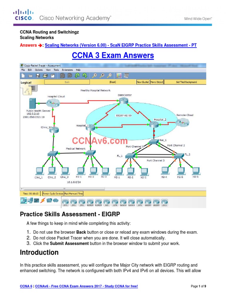 Scaling Networks (Version 6.00) - ScaN EIGRP Practice Skills Assessment - PT Answers | PDF | I ...