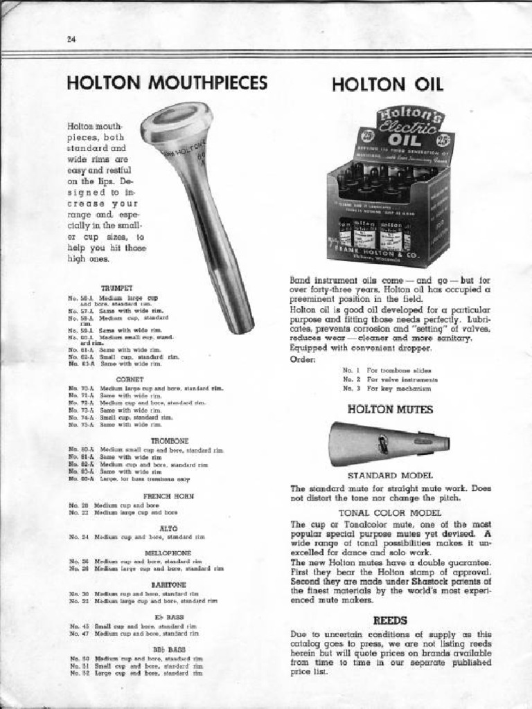 Holton Mouthpiece Info PDF | PDF