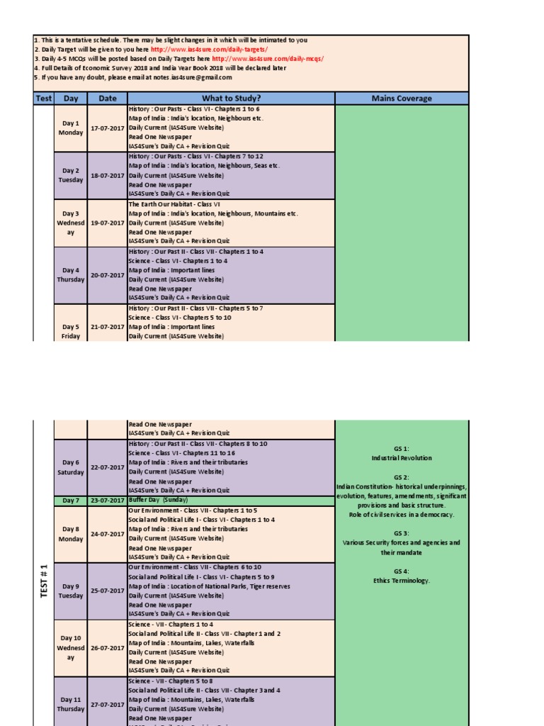 IAS4Sure PGP Schedule For Prelims and Mains 2018 PDF | PDF | Newspapers | South Asia