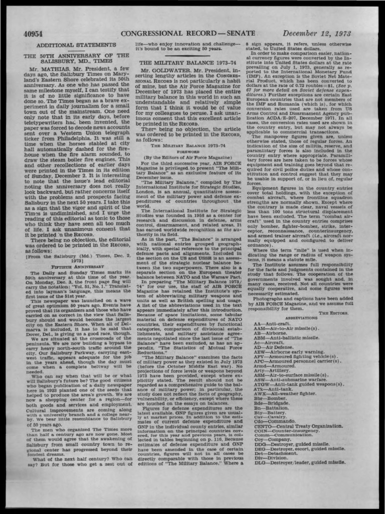 The Military Balance 1973 | PDF | Warfare | Military Technology