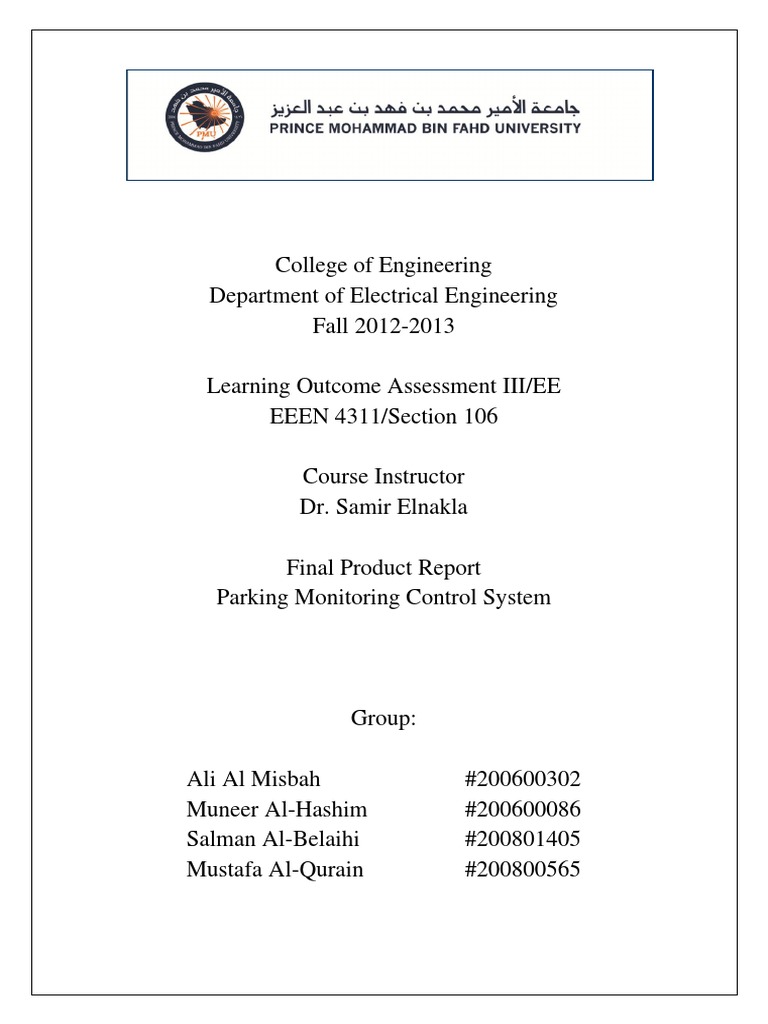 Final Report (Parking Project) PDF | PDF | Microcontroller | Arduino