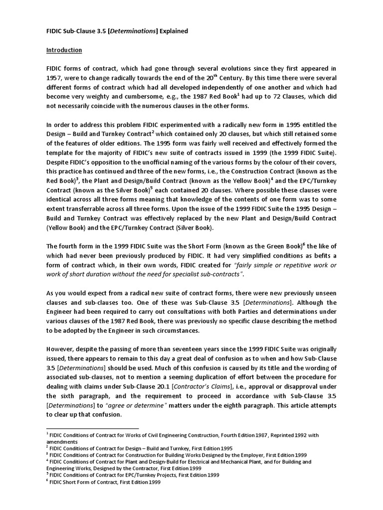 FIDIC Sub-Clause 3.5 (Determinations) Explained | PDF | Arbitration ...