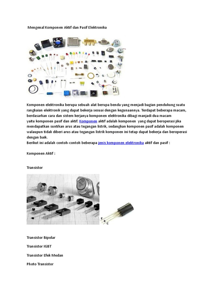 Mengenal Komponen Aktif Dan Pasif Elektronika | PDF