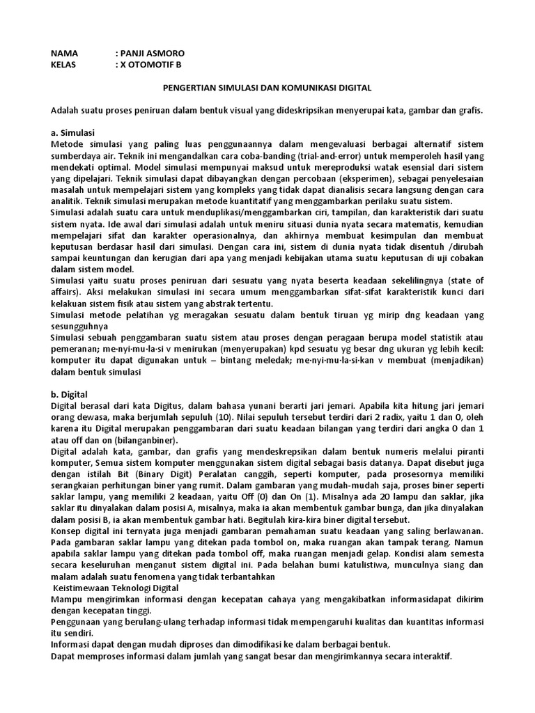 Pengertian Simulasi Dan Komunikasi Digital | PDF