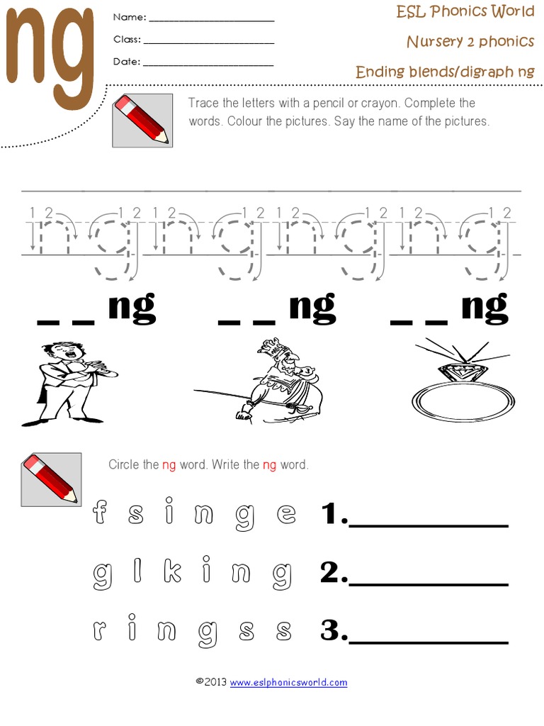 Ending Blends-Digraph NG Worksheet | PDF