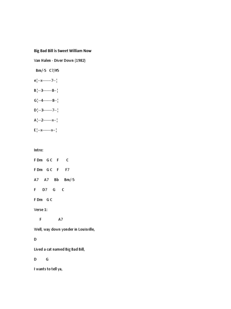 Big Bad Bill Chords | Songs | Musical Forms