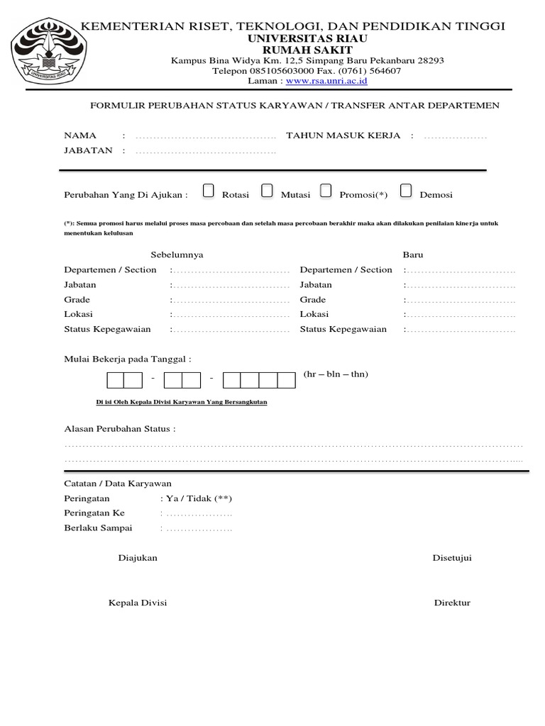 Form Disposisi Mutasi Karyawan | PDF