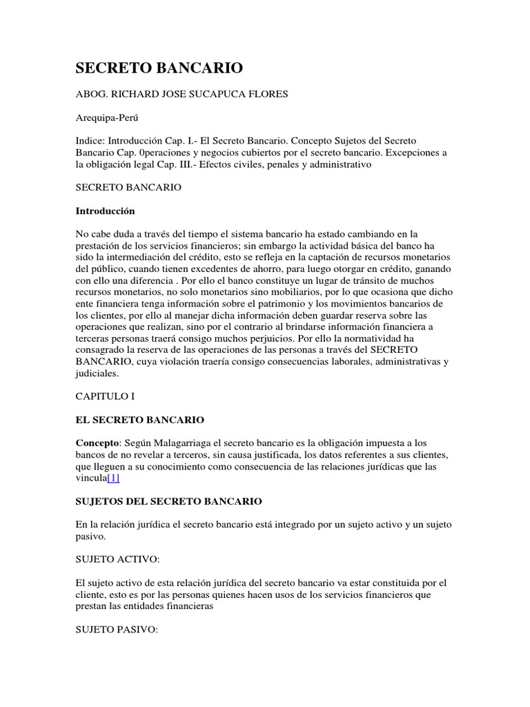 Secreto Bancario | PDF | Bancos | Derecho penal