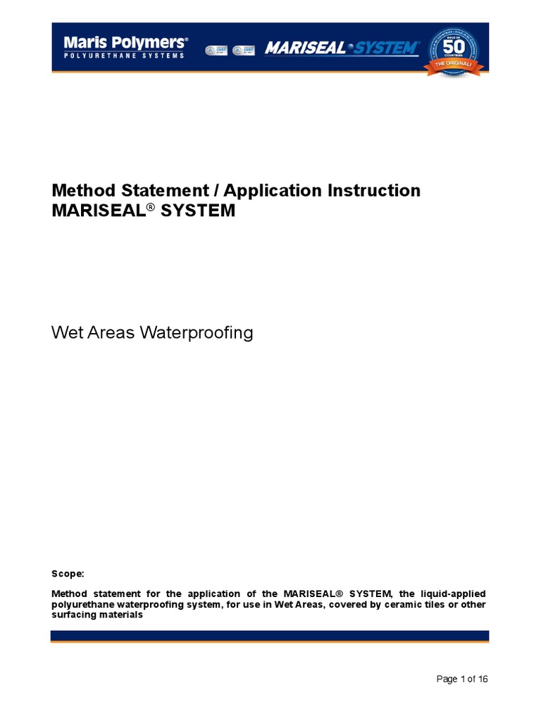 Method Statement Wet Areas (600) N | PDF | Concrete | Plywood