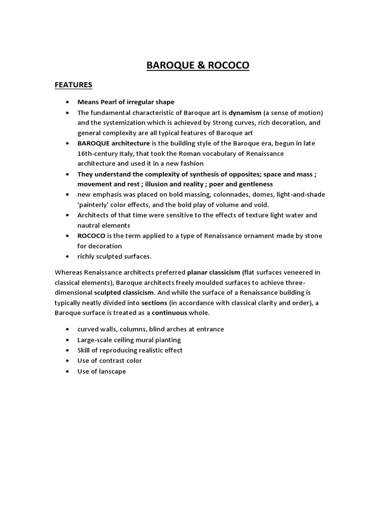 Baroque & Rococo | PDF | Baroque | Column