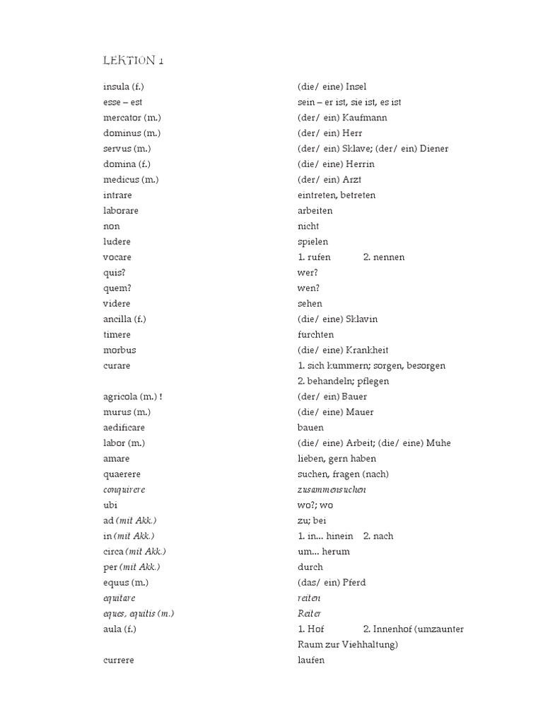 Latinum Ausgabe B - Vokabeln - Lektion 1 | PDF
