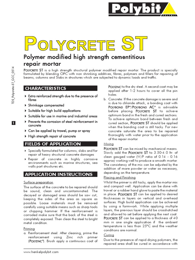 Polycrete ST | PDF | Concrete | Corrosion