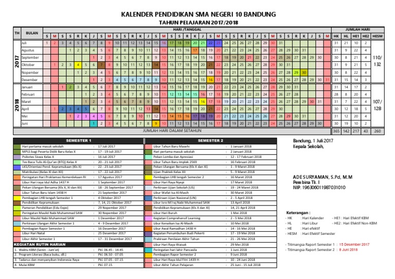 Kalender Pendidikan 2017-2018 | PDF