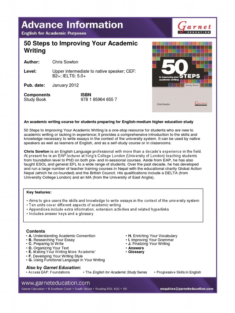 Garnet 50 Steps To Improving Your Academic Writing No Price AI | PDF